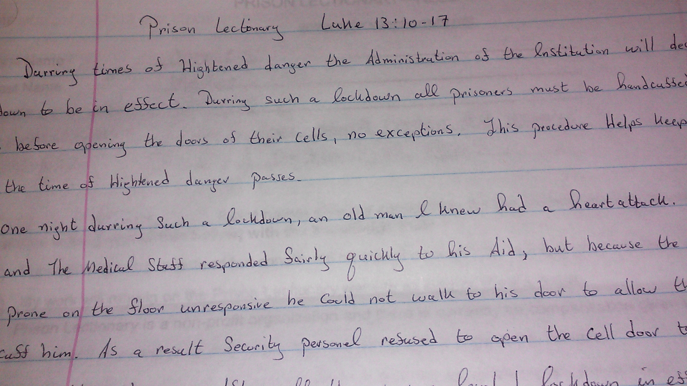 Luke – Prison Lectionary